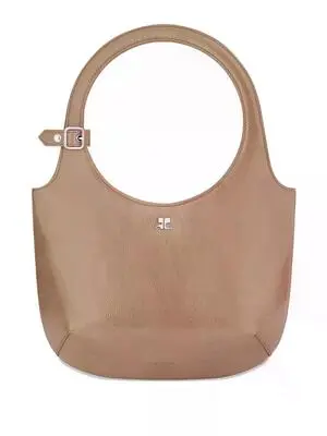 COURREGES Leather Shoulder Bag With Rounded Handle - Brown