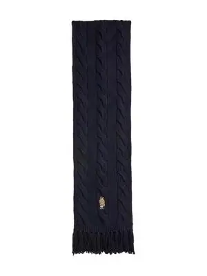 Polo Ralph Lauren Cable-knit Embroidered Scarf - Blue