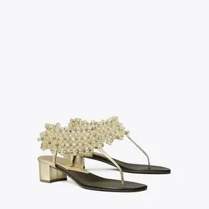 Tory Burch Beaded Heeled Sandal Spark Gold