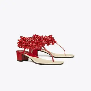 Tory Burch Beaded Heeled Sandal - Tory Red