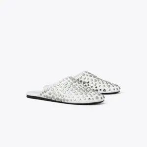 Tory Burch Studded Leather Mule - Cloud/silver