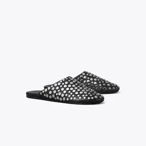 Tory Burch Studded Leather Mule - Perfect Black/silver
