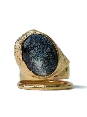 Chloé Textured Oval-stone Ring - Gold