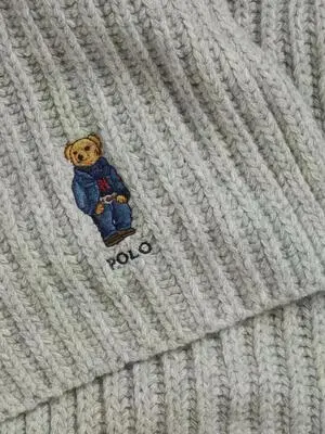 Polo Ralph Lauren Ribbed Bear-embroidered Scarf - Grey