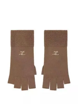 COURREGES Ribbed Fingerless Gloves - Brown