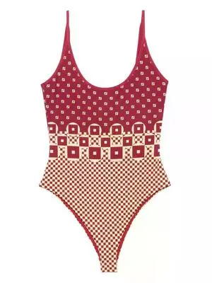 Fendi Geometric-print One-piece Swimsuit - Red