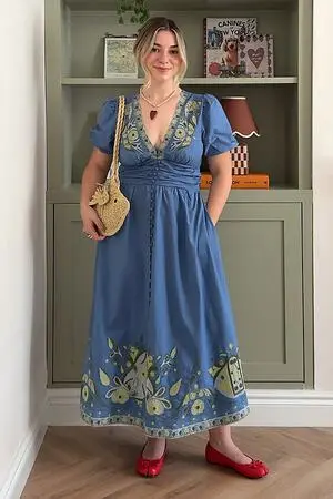 Anthropologie Katerina Embroidered Maxi Dress