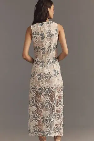 endless rose sleeveless appliqu sheer midi dress Midi Dresses