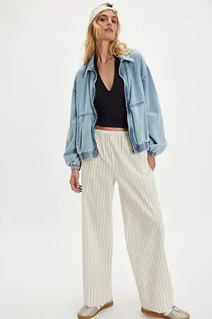 Free People We The Free Birdie Denim Bomber Jacket