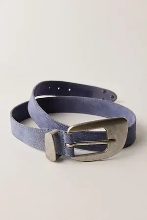 Free People Suede Belt With Geometric Buckle - Cornflower