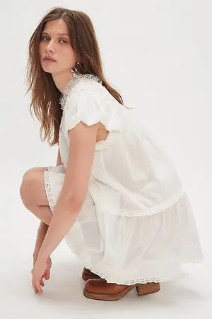 Free People Clarise Mini Dress - Clean Ivory