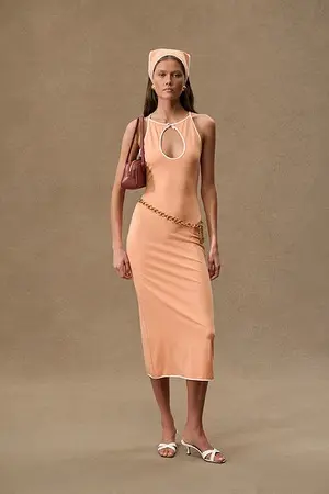 ROWEN ROSE Sleeveless Cut-out Long Dress