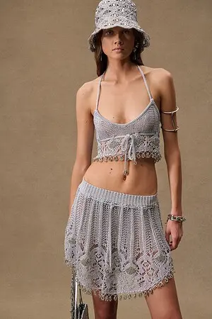 Rabanne For Fwrd Lurex Crochet Bra Top - Silver
