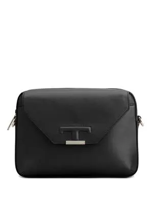 TOD'S T-logo Flap Shoulder Bag - Black