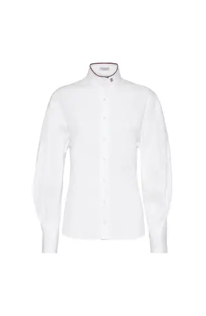 Brunello Cucinelli Stretch Poplin Shirt With Monili Detail