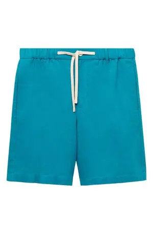 Mango Cotton And Linen Bermuda Shorts - Turquoise