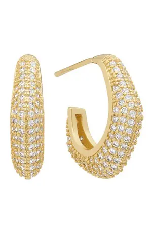 ATHRA LUXE Pavé V-shape Hoop Earrings - Gold