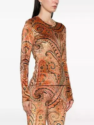 Etro Paisley-print Velvet Top