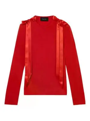 Simone Rocha Ribbon-bow Long-sleeve T-shirt - Red