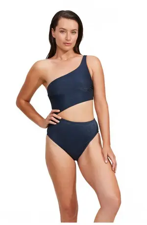 LUMA GOTTEX One-shoulder Cut-out One-piece Swimsuit - Midnight Blue