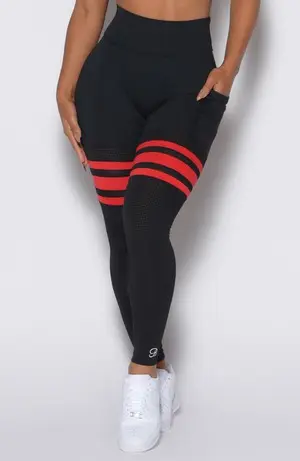 BOMBSHELL SPORTSWEAR Scrunch Thigh Highs - Black & Fire