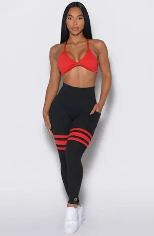 BOMBSHELL SPORTSWEAR Scrunch Thigh Highs - Black & Fire