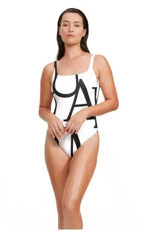 LUMA GOTTEX Signature Square Neck Tank One Piece - Black / Cream