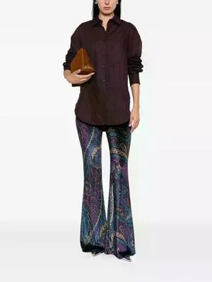 Etro Paisley-print Velvet Trousers - Blue