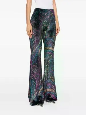 Etro Paisley-print Velvet Trousers - Blue