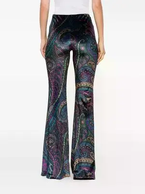 Etro Paisley-print Velvet Trousers - Blue