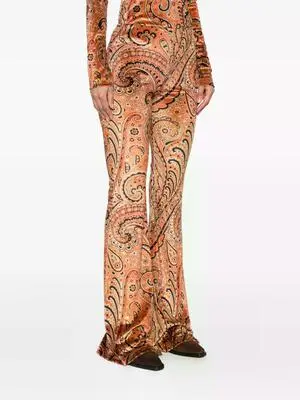 Etro Paisley-print Flared Trousers - Neutrals