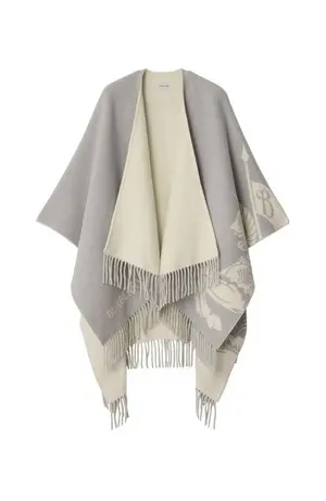 Burberry Ekd Wool Cashmere Cape - Pigeon Grey