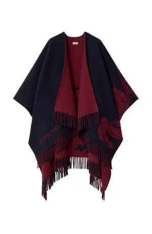 Burberry Ekd Wool Cashmere Cape - Sash Red