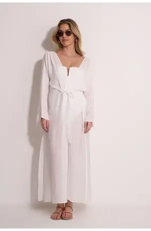 GOTTEX BEACH LIFE Classic Midi Cover-up Robe - Off-white
