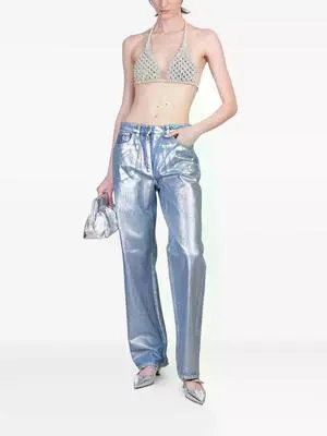 HIBOURAMA Diamond Crystal-embellished Woven Bra