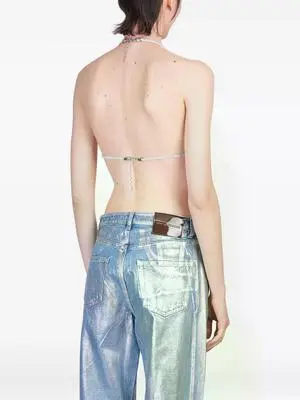 HIBOURAMA Diamond Crystal-embellished Woven Bra