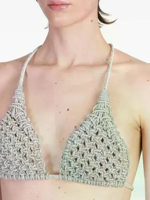 HIBOURAMA Diamond Crystal-embellished Woven Bra