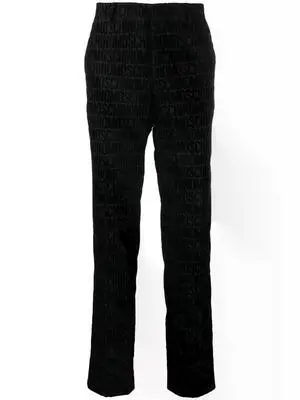 Moschino Flocked-logo Straight-leg Trousers