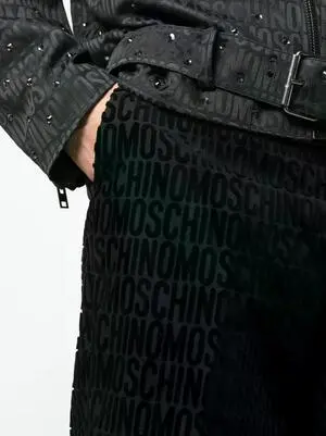 Moschino Flocked-logo Straight-leg Trousers