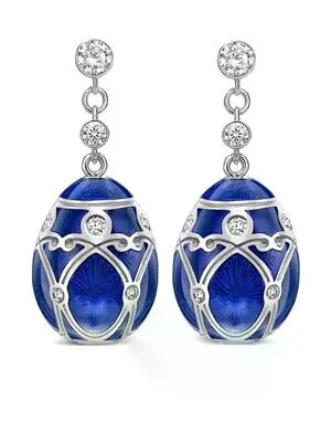Faberge 18kt White Gold Heritage Palais Diamond Earrings - Blue