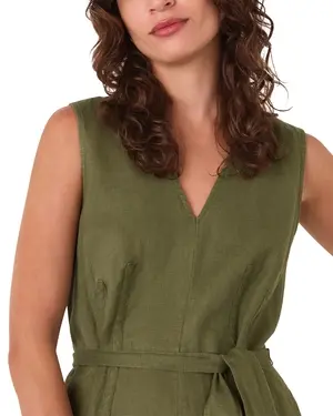 Whistles Belted Seamed Linen Jumpsuit - Khaki