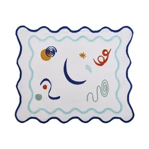 MISETTE Celestial Embroidered Linen Placemats, Set Of 4