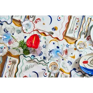 MISETTE Celestial Embroidered Linen Placemats, Set Of 4