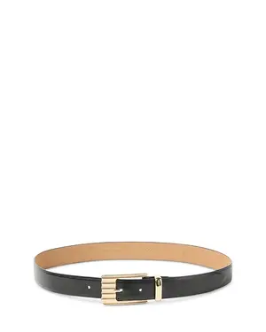 Ettika Engraved Rectangle Buckle Leather Belt - Black