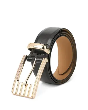 Ettika Engraved Rectangle Buckle Leather Belt