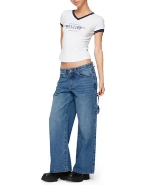 EDIKTED Carpenter Low Rise Jeans - Blue