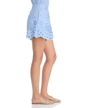 Aqua Floral Eyelet Shorts
