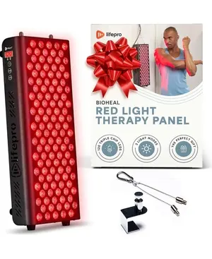 LIFEPRO Red Light Therapy Panel For Face And Body – Near Infrared Light Device For Relaxation And Wellness - Black
