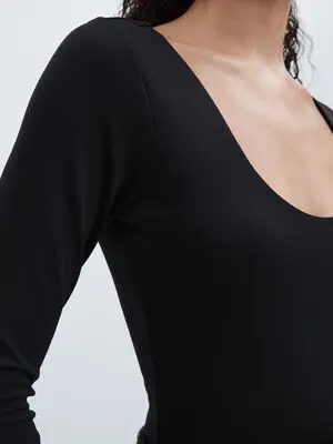 Good American Scuba Scoop Neck Bodysuit - Black