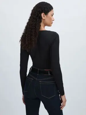 Good American Scuba Scoop Neck Bodysuit - Black